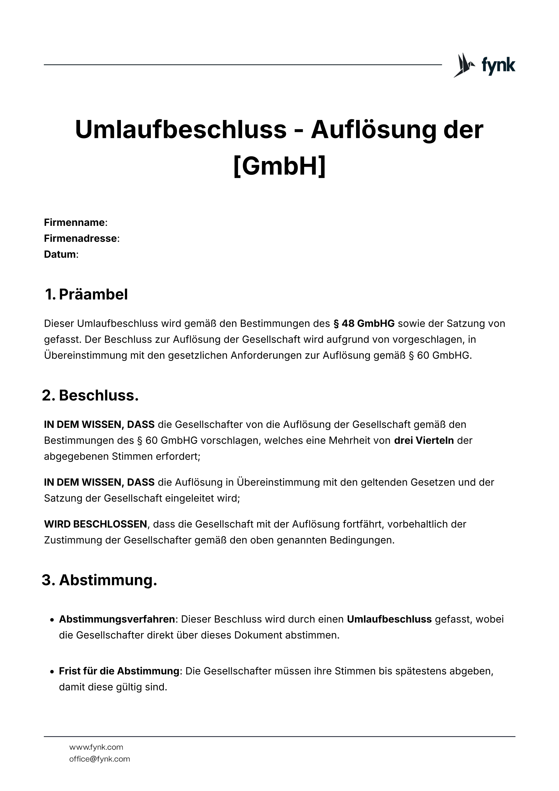 Letter of Intent (LOI) (Absichtserklärung) Muster und Vorlage | fynk
