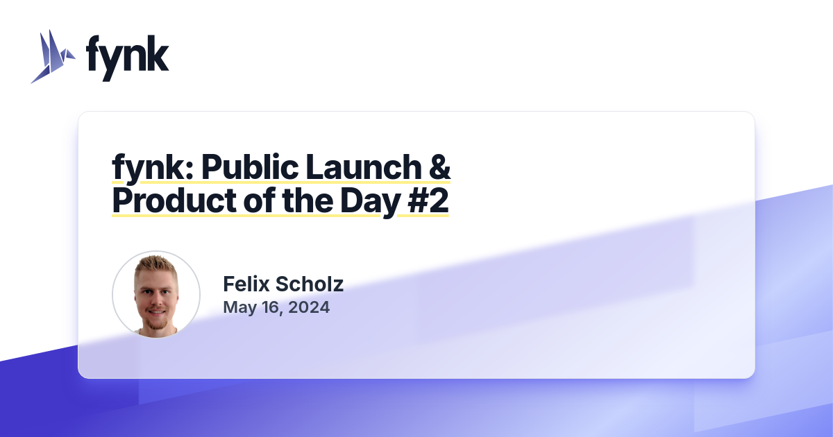 fynk ProductHunt Launch: Product of the Day #2 | fynk