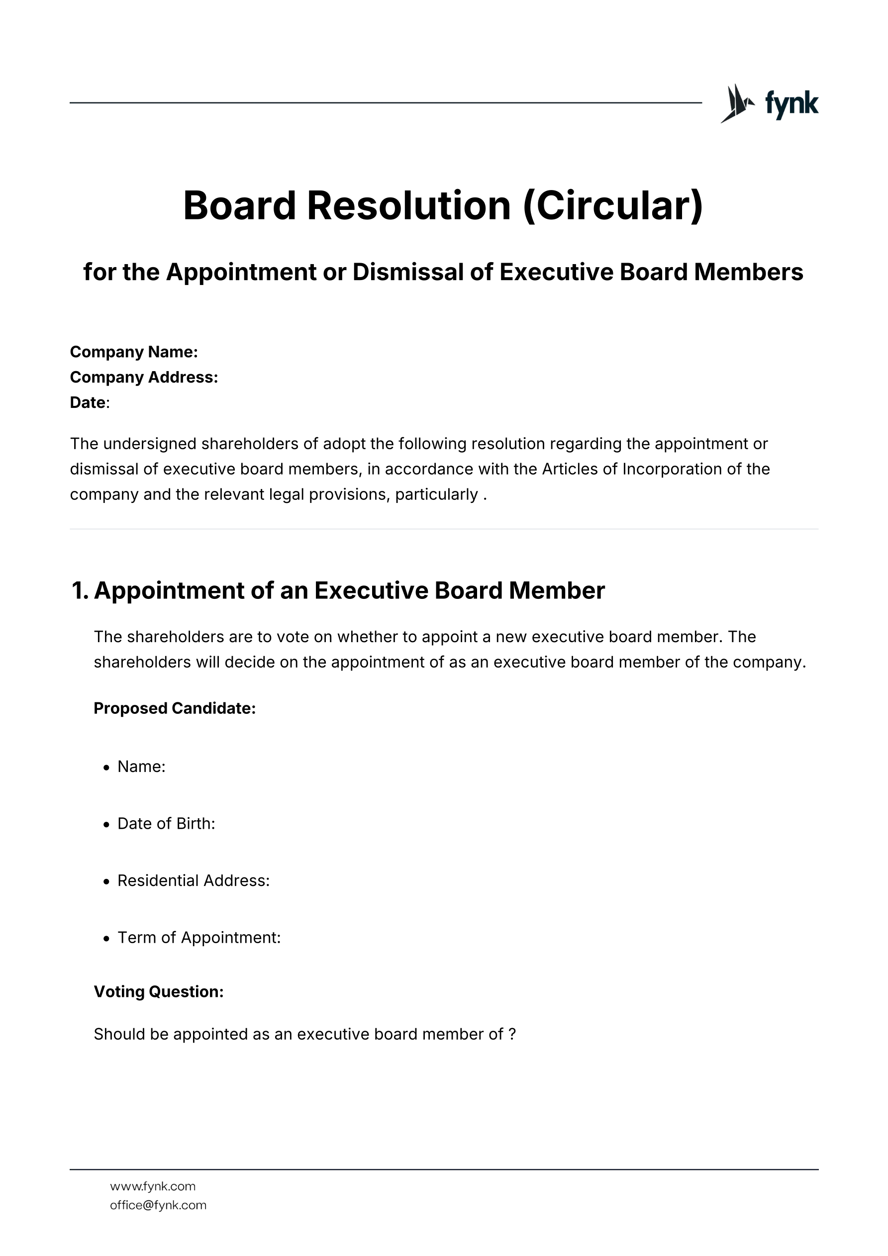 Circular Resolution Template for Annual Financial Statements | fynk