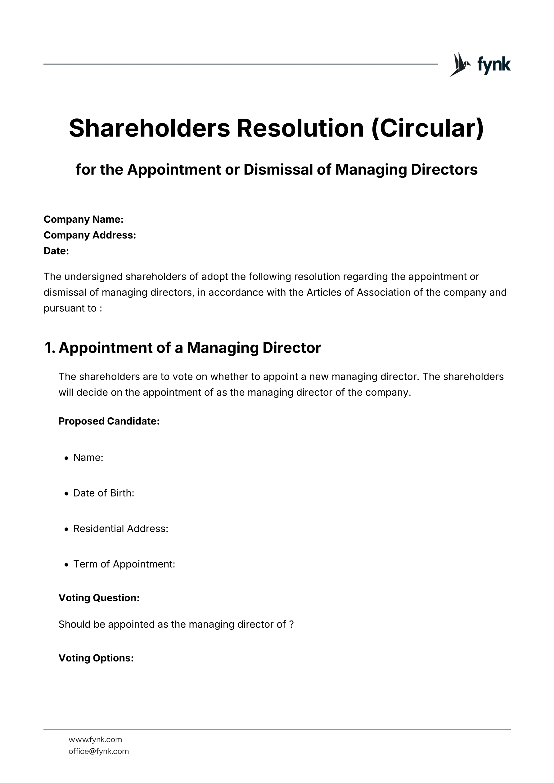 Circular Resolution Template for Annual Financial Statements | fynk