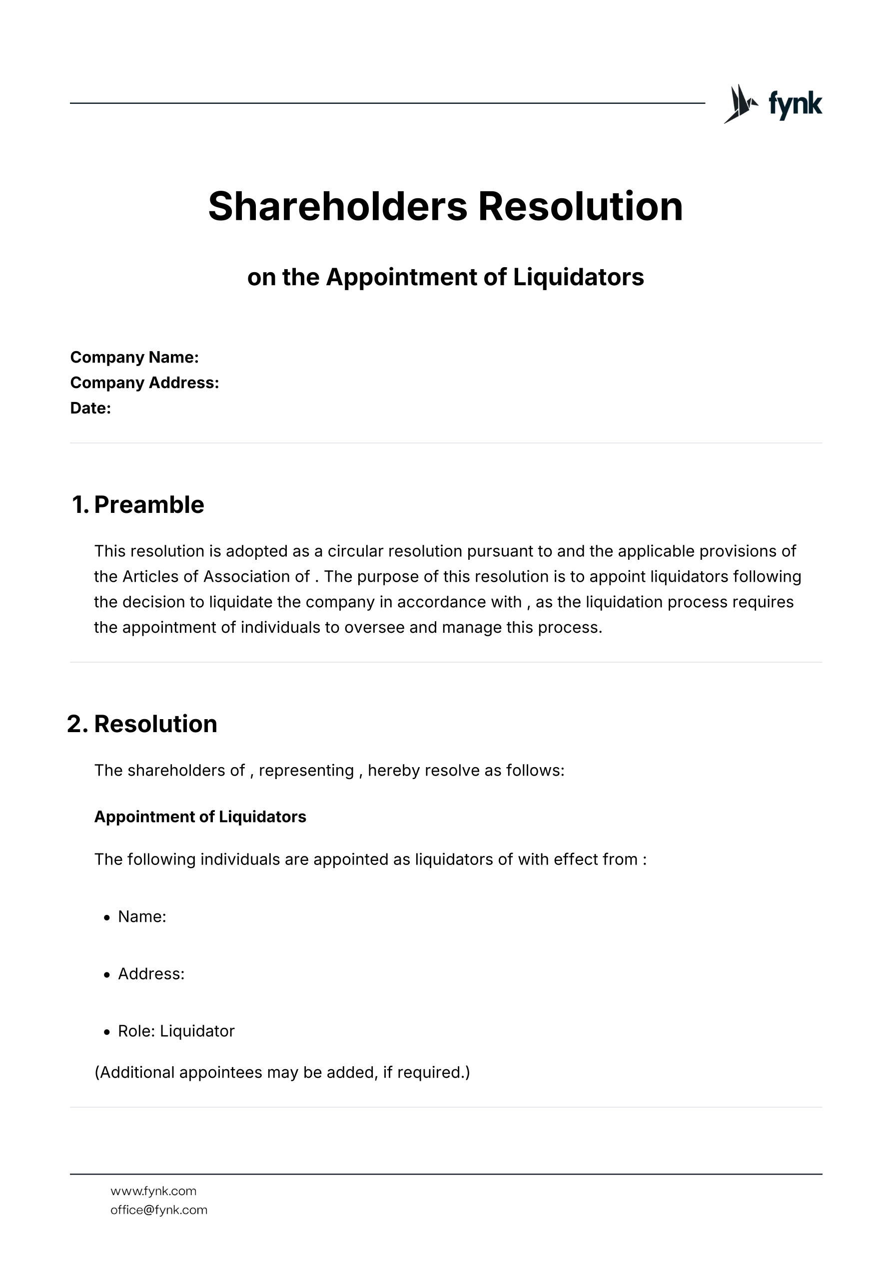 Circular Resolution Template for Annual Financial Statements | fynk