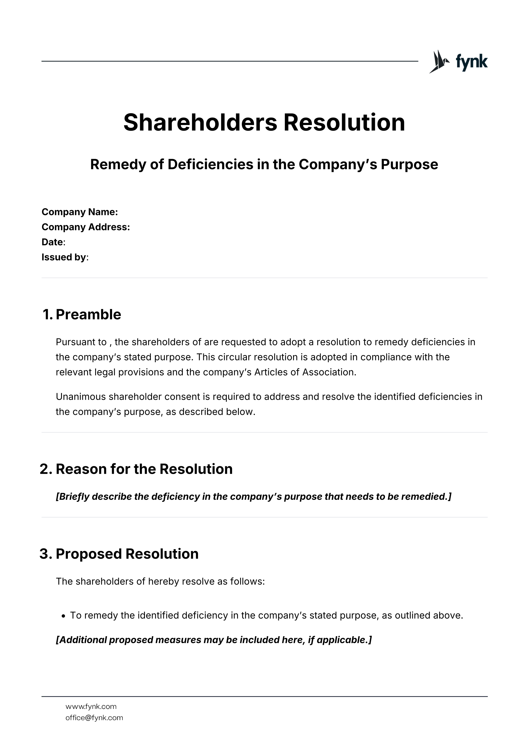 Circular Resolution Template for Disposal of Assets | fynk