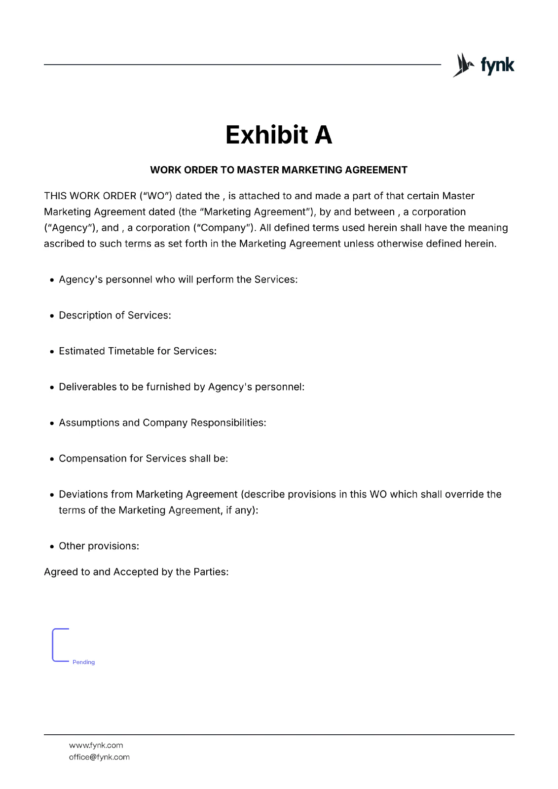 marketing contracts examples