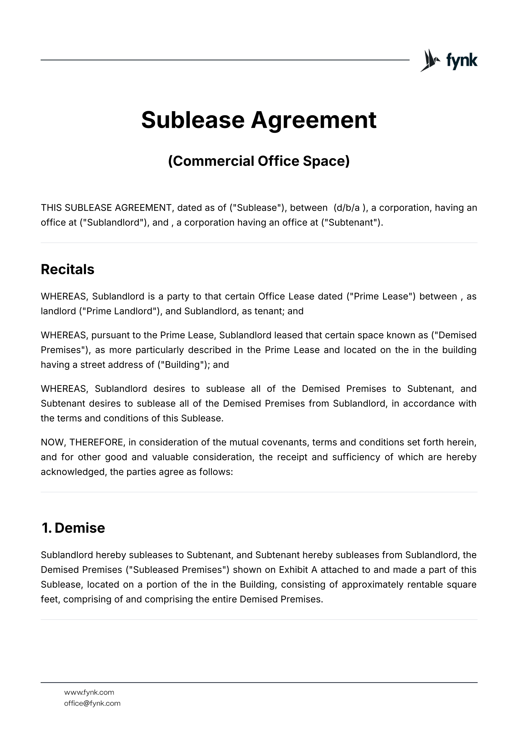 Subcontractor Agreement Template (Technical Services) | fynk